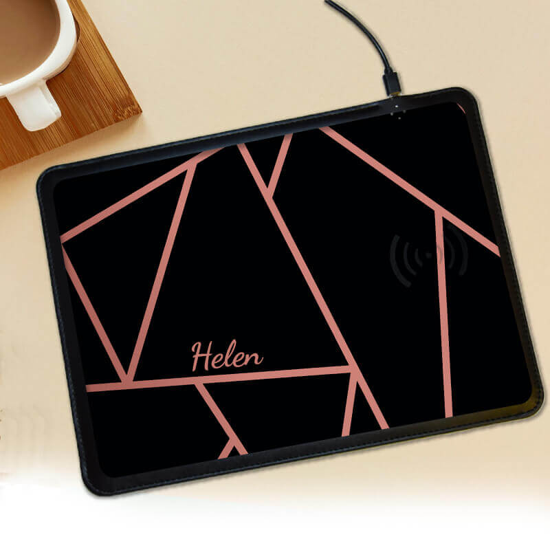 Wireless Charging Mouse Mat Geo 3 Personalised Powerbank